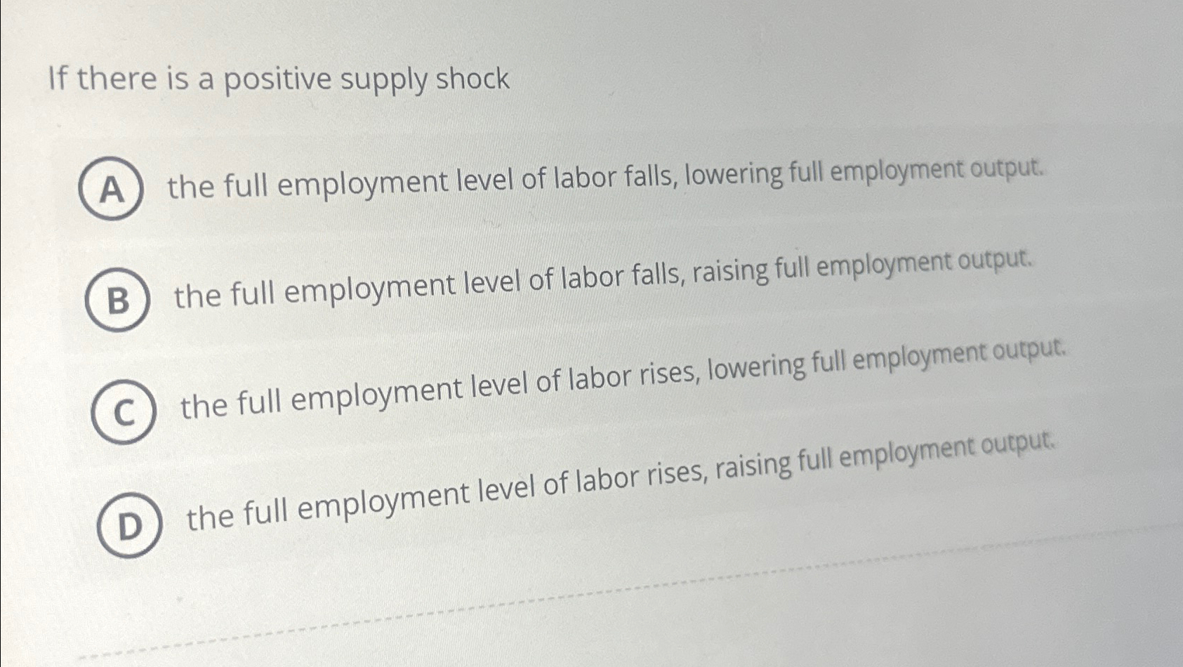 Solved If there is a positive supply shockthe full | Chegg.com