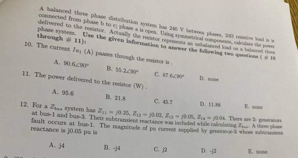 Solved 12. For a Zbus system has | Chegg.com
