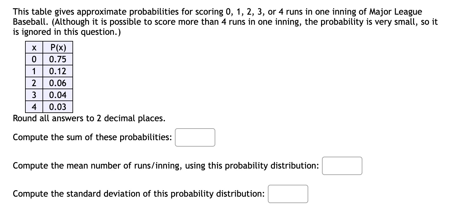 Solved This table gives approximate probabilities for | Chegg.com