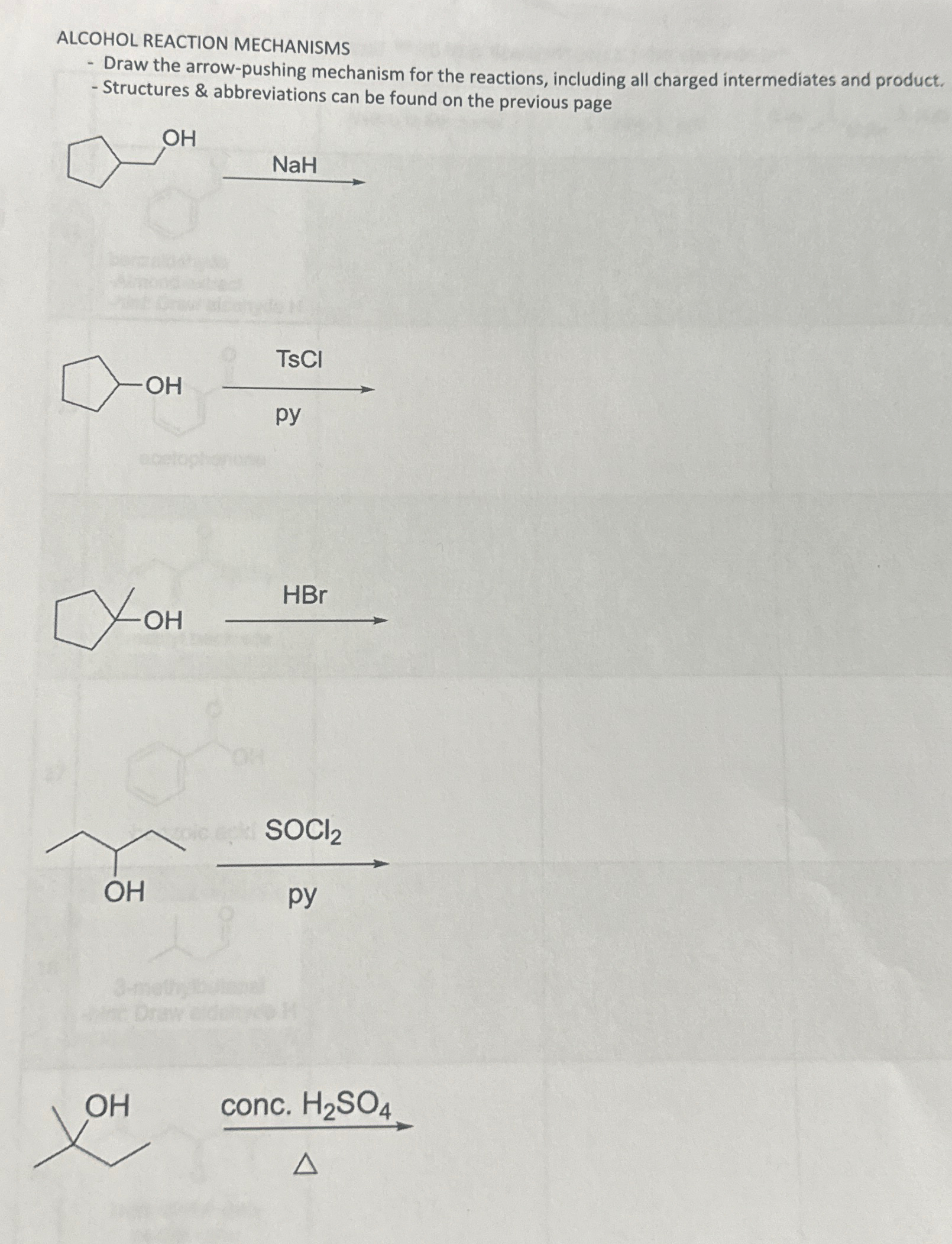 Solved ALCOHOL REACTION MECHANISMSDraw the arrow-pushing | Chegg.com