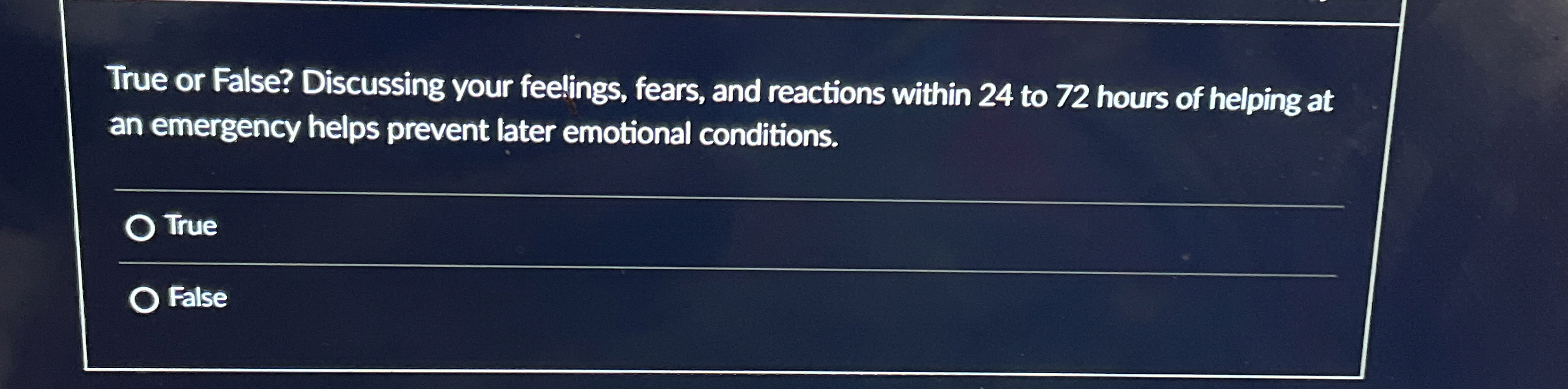 Solved True or False? Discussing your feelings, fears, and | Chegg.com