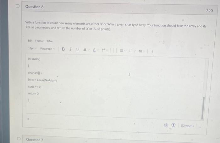 Solved In a main function, there is a char type array | Chegg.com