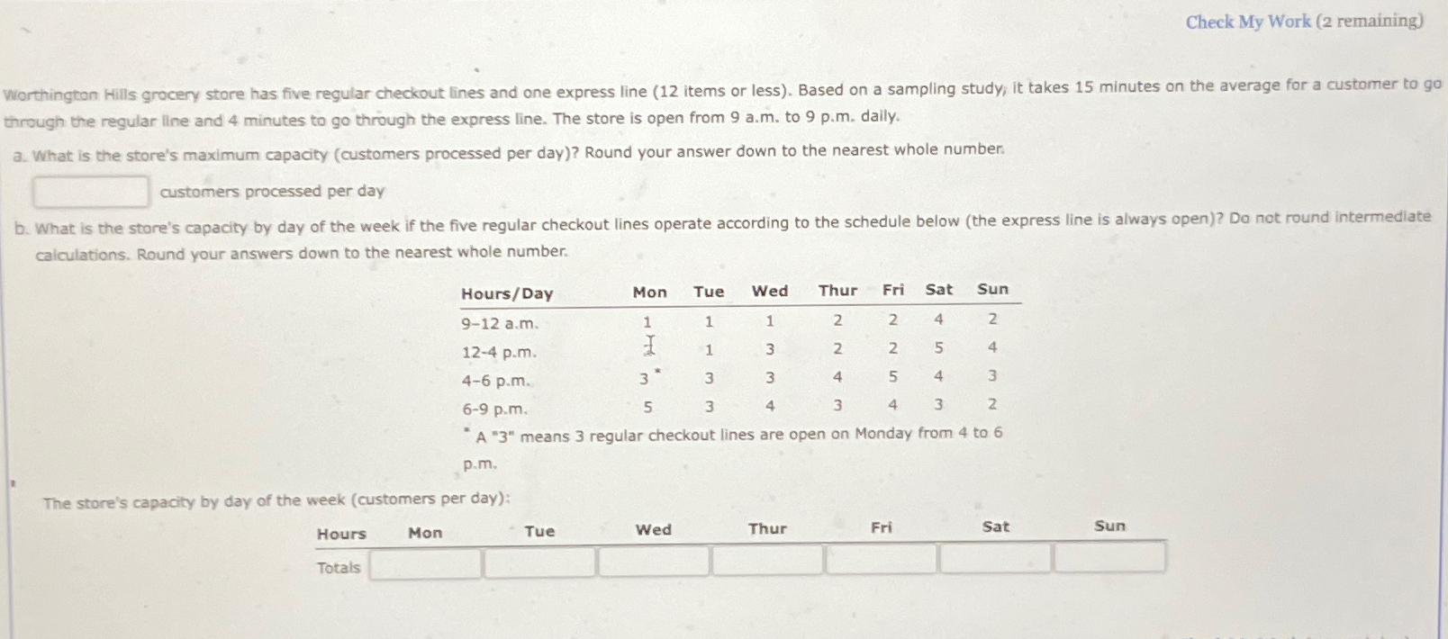 Solved Check My Work (2 ﻿remaining)Worthington Hills grocery | Chegg.com