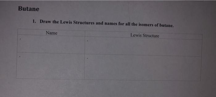 Solved Butane:Draw the lewis structures and names for all | Chegg.com