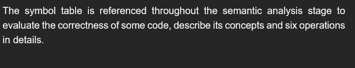 Solved The symbol table is referenced throughout the | Chegg.com