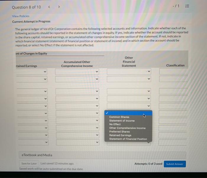 Solved Question 8 of 10 -/1 View Policies Current Attempt in | Chegg.com