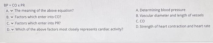 Solved BP =CO X PR The meaning of the above equation? 8. | Chegg.com