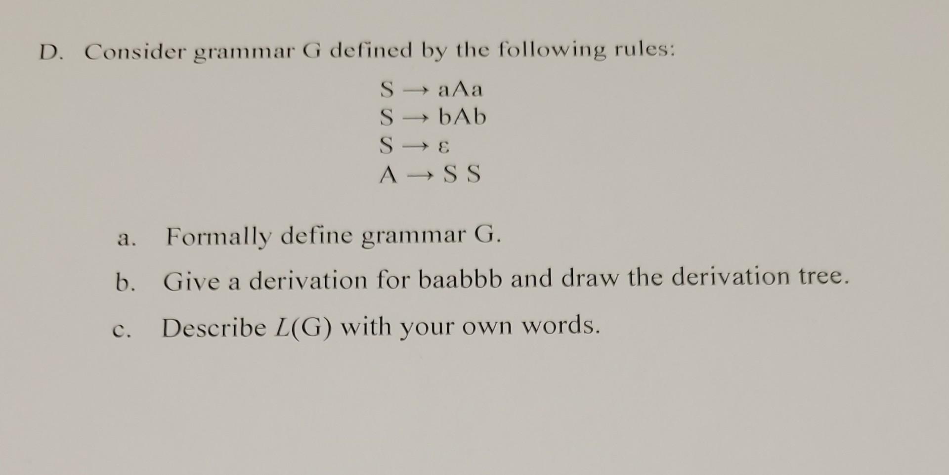 Solved Consider grammar G defined by the following rules: | Chegg.com