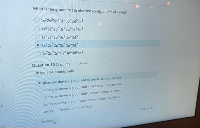 Solved - What is the ground state electron configuration of | Chegg.com
