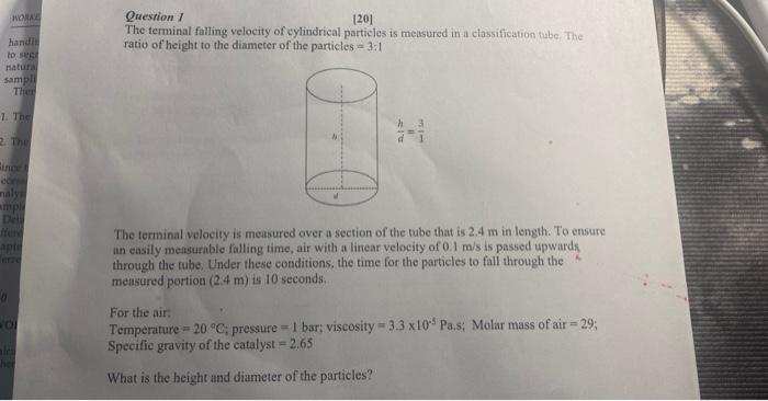 Solved Question I [20] The Terminal Falling Velocity Of