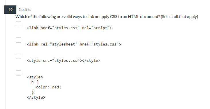 Solved Which of the following are valid ways to link or | Chegg.com