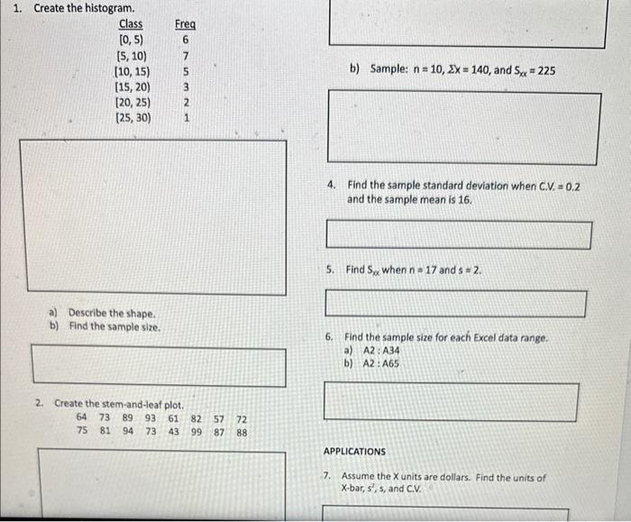 Solved HW - 203 (2 pages) 2. (cont) Center \& spread a) | Chegg.com