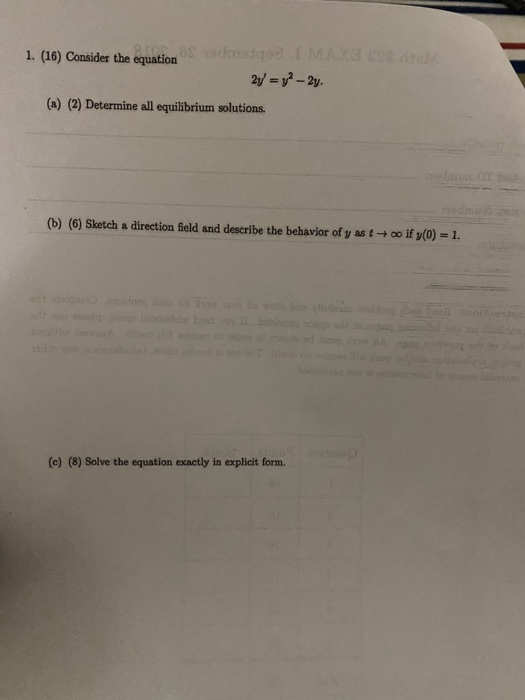 Solved 1. (16) Consider the equations mate IMAX 24 = y2 – | Chegg.com
