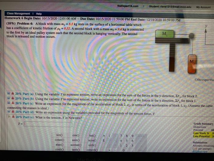 Solved theExpertTA.com 1 Student: rane 1215 mallkvcc.edu My | Chegg.com
