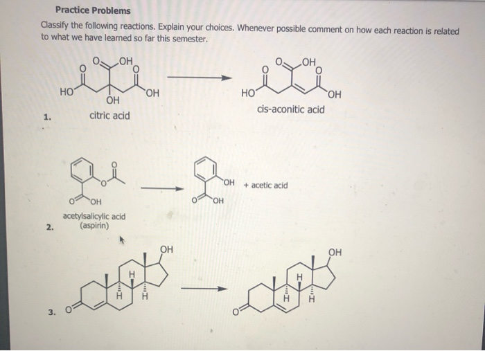 Solved Practice Problems Classify the following reactions. | Chegg.com