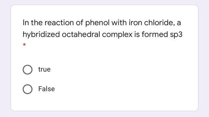 Solved In the reaction of phenol with iron chloride, a | Chegg.com