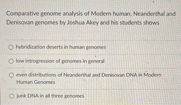 Solved Joshua Akey found evidence that ancient DNA in humans | Chegg.com