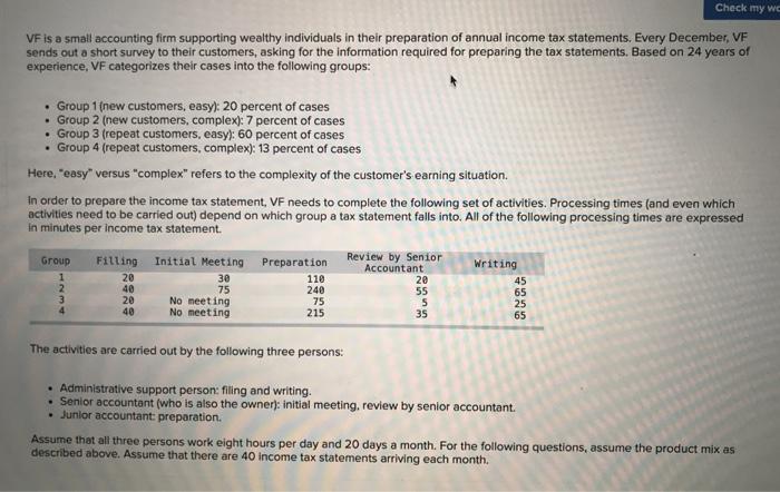 Solved Check my wc VF is a small accounting firm supporting | Chegg.com