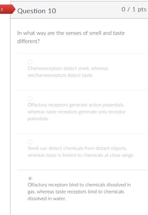 Solved In what way are the senses of smell and taste | Chegg.com