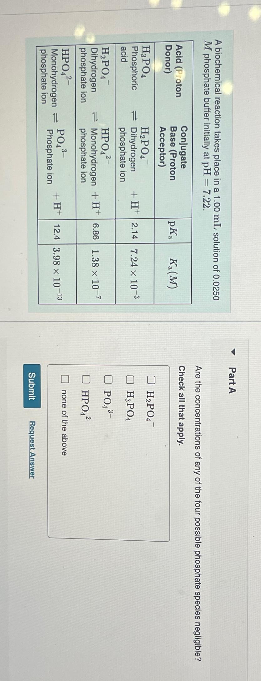 Solved Part A\\nA biochemical reaction takes place in a | Chegg.com