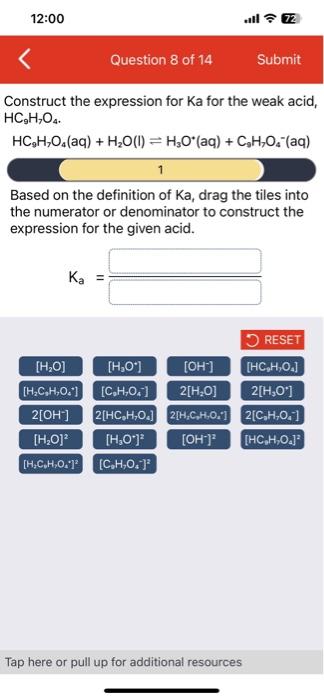 Solved Construct the expression for Ka for the weak acid, | Chegg.com