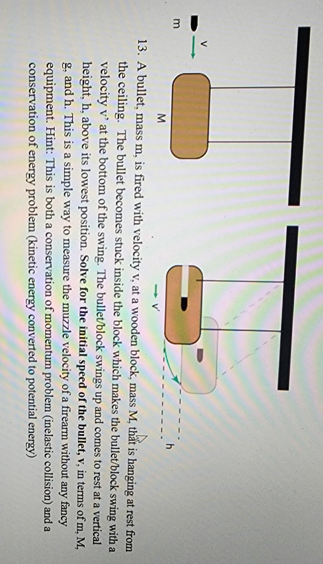 Solved 3. A bullet, mass m, is fired with velocity v, at a | Chegg.com