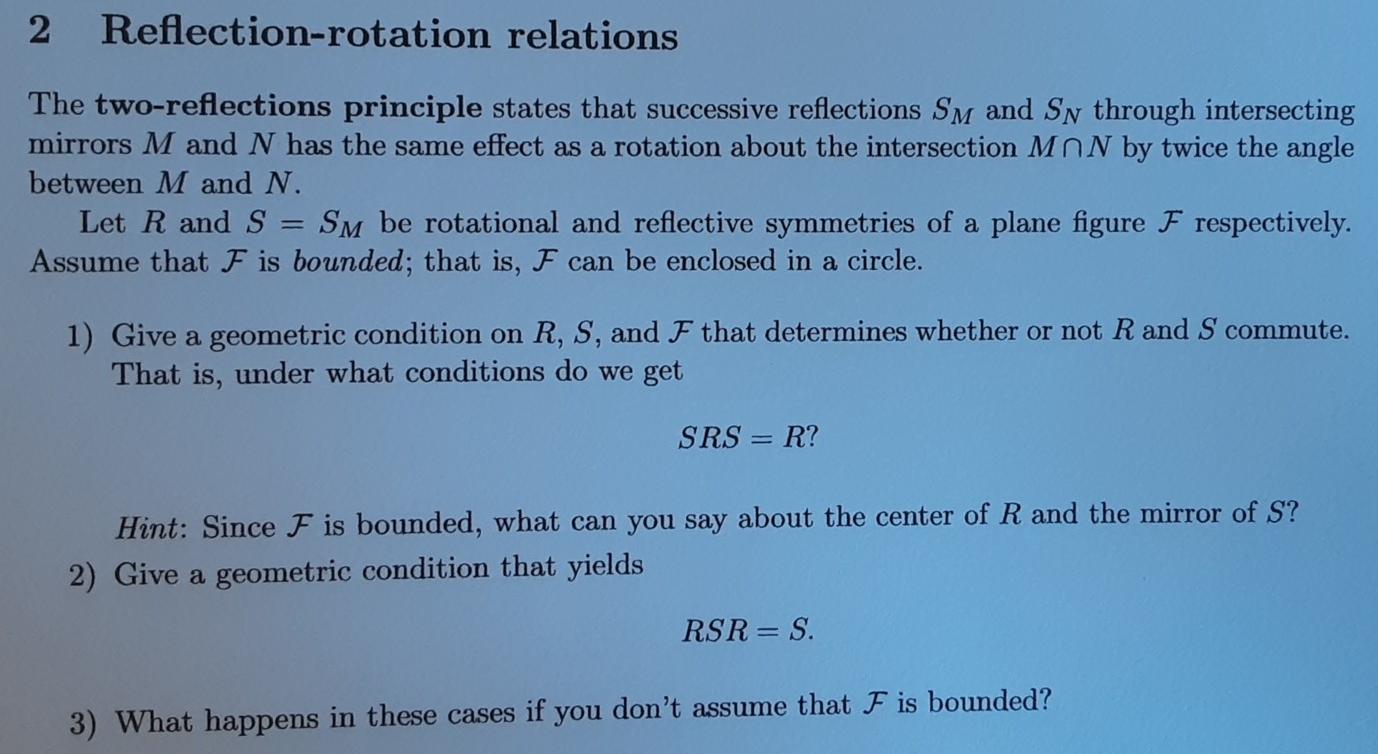 Solved 2 Reflection-rotation relations The two-reflections | Chegg.com