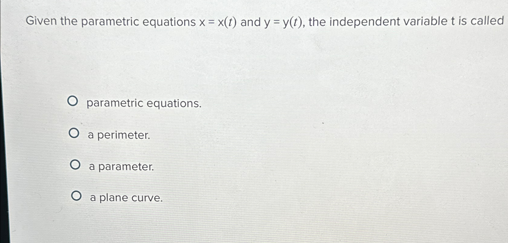 Solved Given the parametric equations x=x(t) ﻿and y=y(t), | Chegg.com