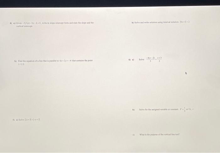 Solved verical intricpt. b) Find be nquaboo of a lipe that | Chegg.com