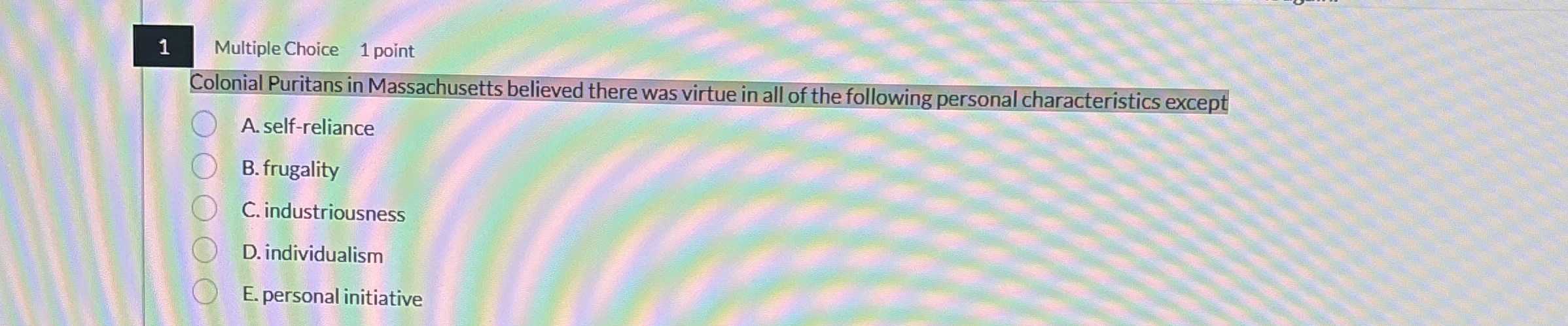 Solved 1Multiple Choice1 pointColonial Puritans in | Chegg.com Solved 1Multiple Choice1 pointColonial Puritans in | Chegg.com