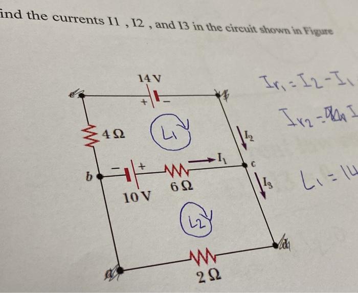 Solved ind the currents 11,12 , and 13 in the circuit shown | Chegg.com