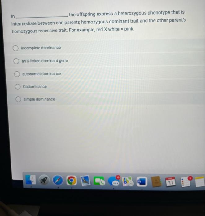 Solved In the offspring express a heterozygous phenotype | Chegg.com