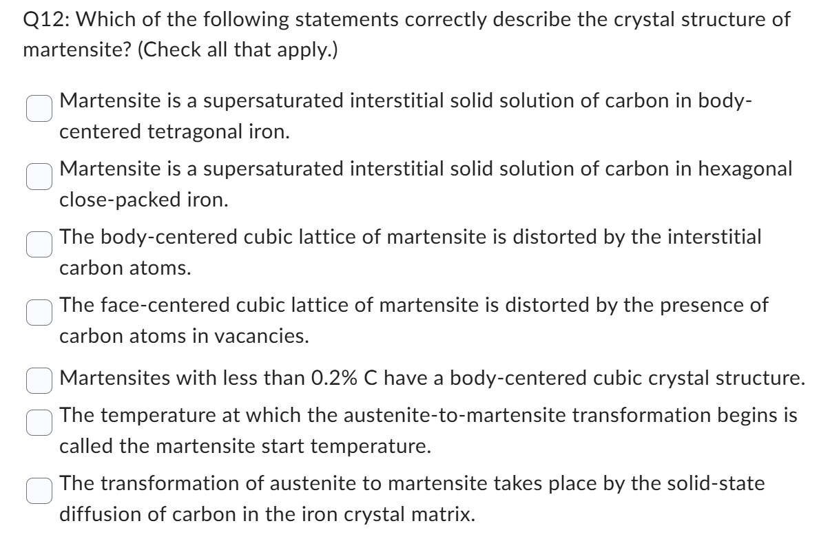 Solved Q12: Which of the following statements correctly | Chegg.com