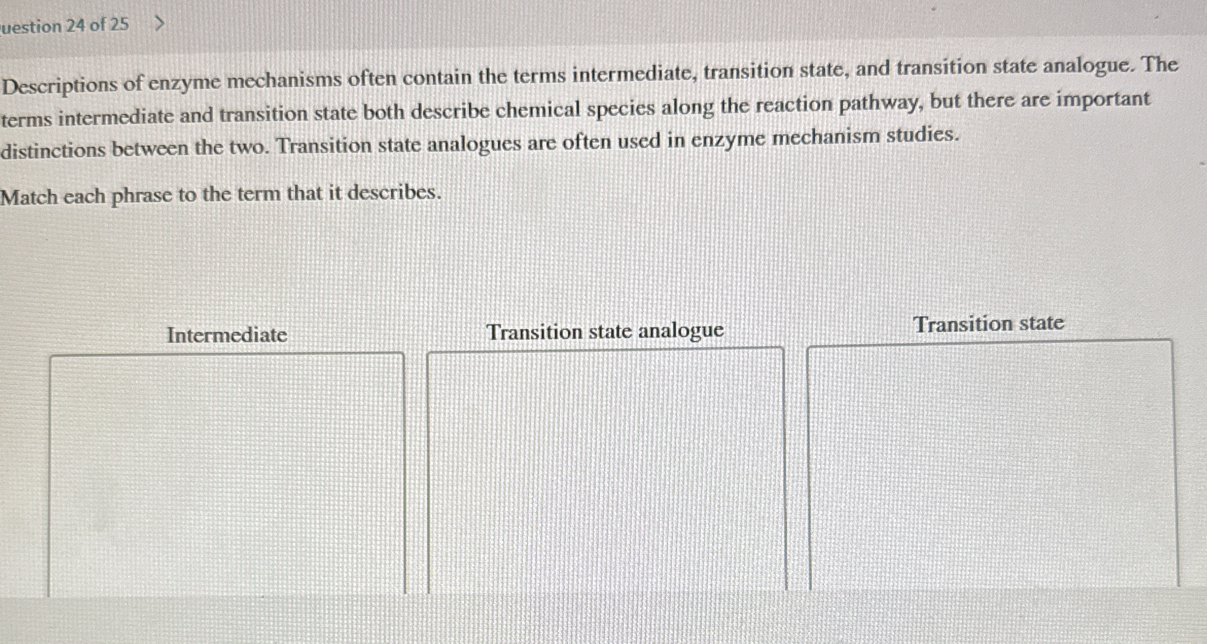 Solved uestion 24 ﻿of 25Descriptions of enzyme mechanisms | Chegg.com