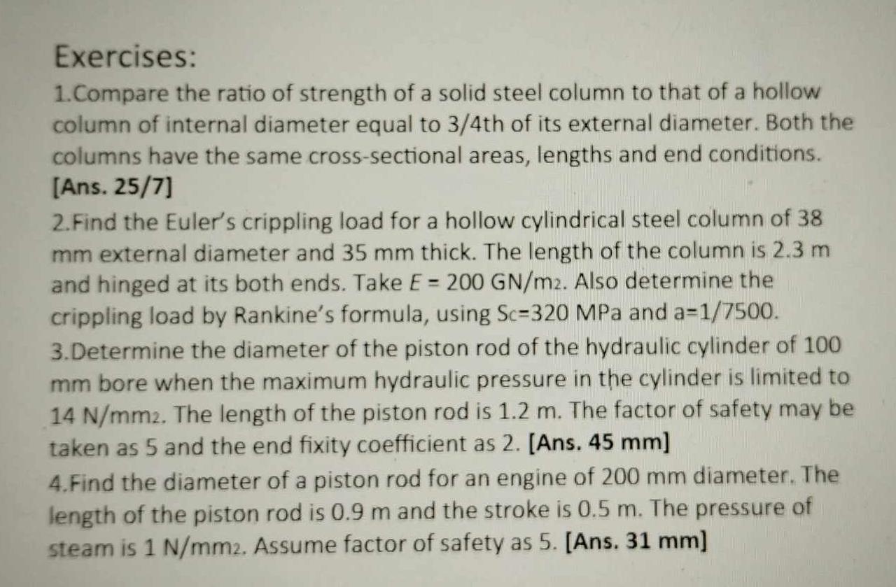 Solved Exercises:Compare the ratio of strength of a solid | Chegg.com