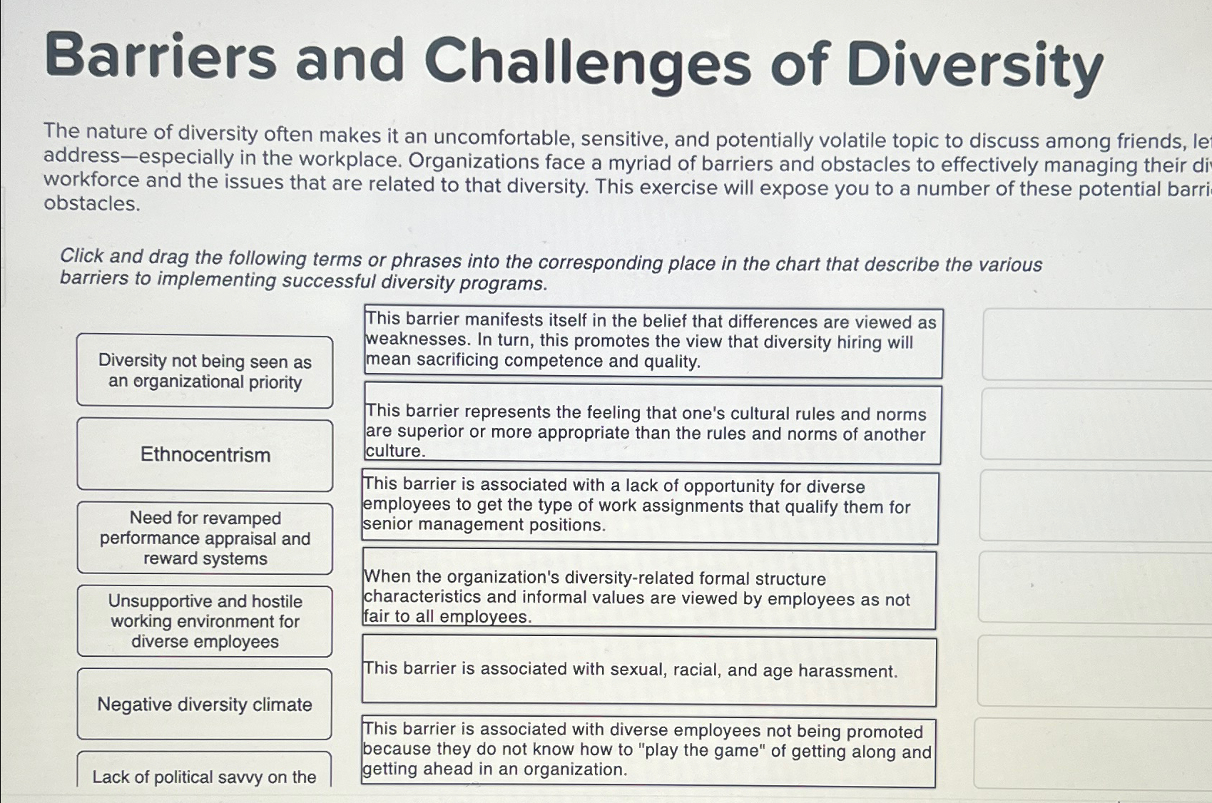 Solved Barriers and Challenges of DiversityThe nature of | Chegg.com
