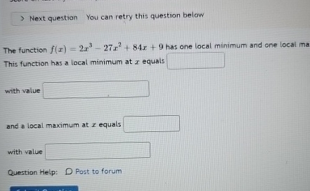 Solved You can retry this question belowThe function | Chegg.com