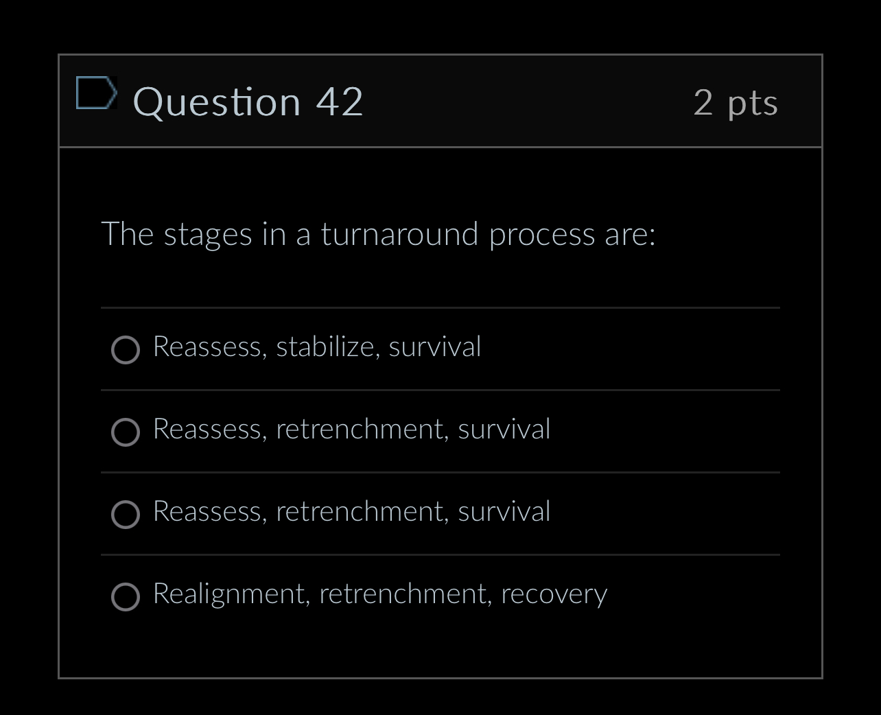 Solved Question 422ptsThe stages in a turnaround process | Chegg.com