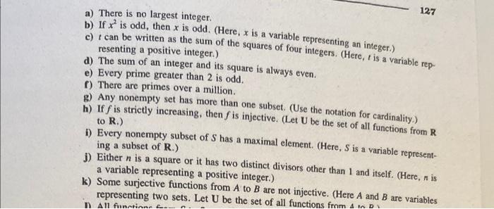 Solved b) find at least one substituwour using quantifiers | Chegg.com