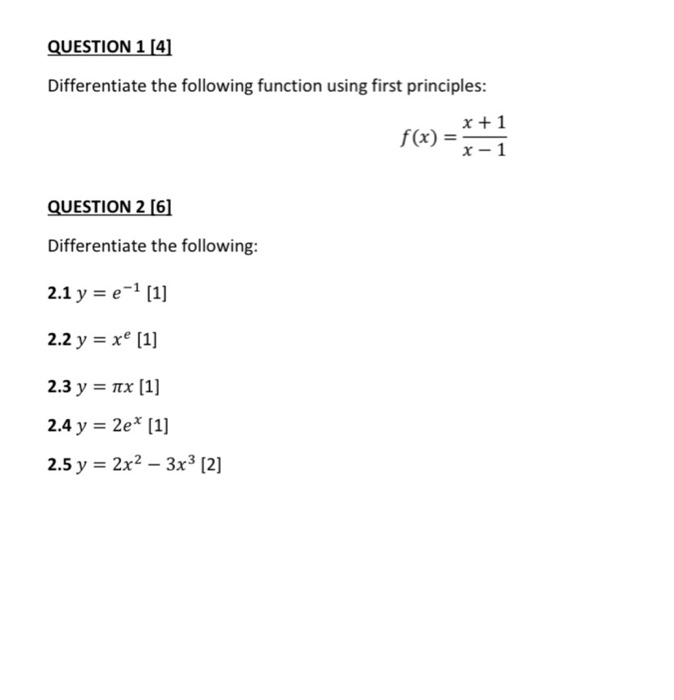 Solved Question 1 4 Differentiate The Following Function 