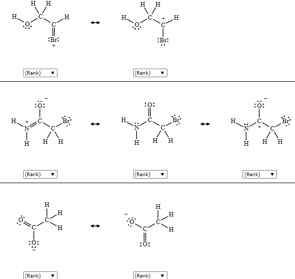 Solved Rank the resonance structures in each row of the | Chegg.com
