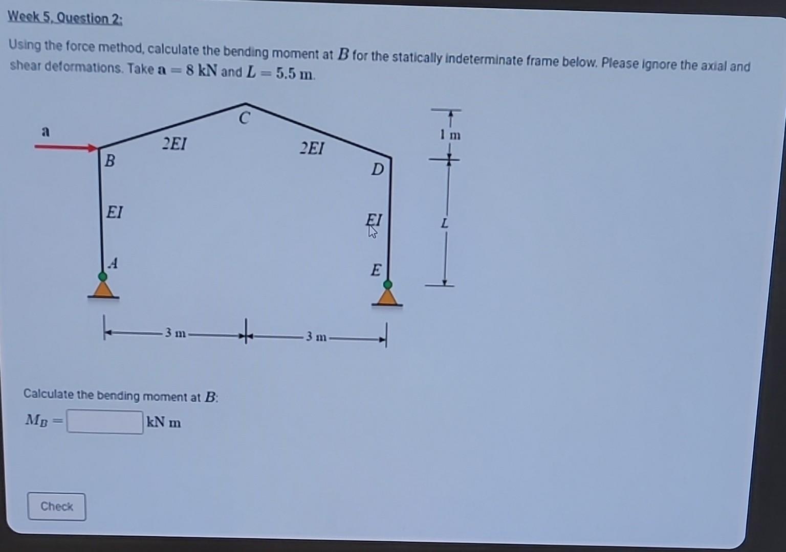 Solved Using the force method, calculate the bending moment | Chegg.com