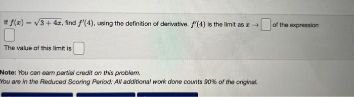 Solved If f(x)=3+4x, find f′(4), using the definition of | Chegg.com