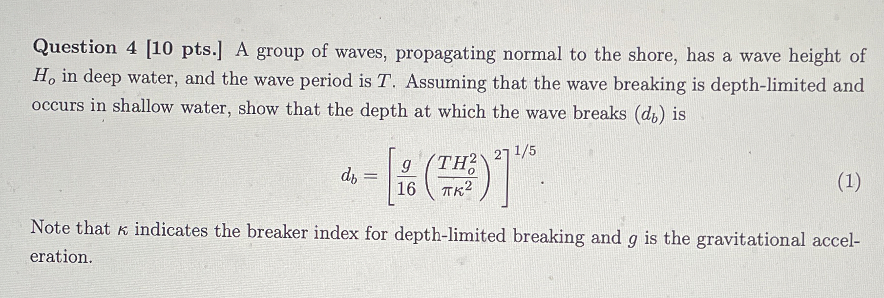Solved A group of waves, propagating normal to the shore, | Chegg.com