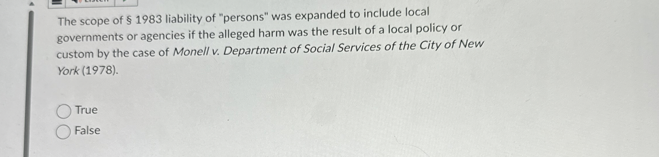 Solved The scope of §1983 ﻿liability of "persons" was | Chegg.com