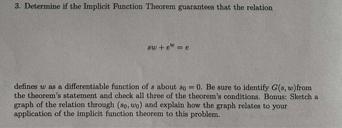 Solved 3. Determine if the Implicit Function Theorem | Chegg.com