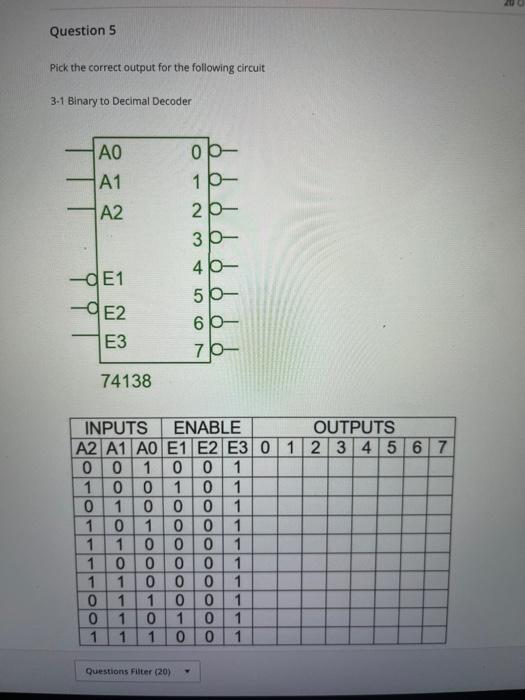 Solved Pick the correct output for the following circuit 3-1 | Chegg.com