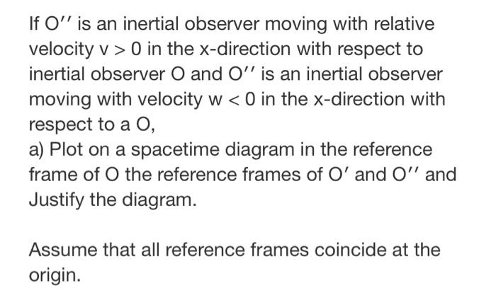 Solved If O' is an inertial observer moving with relative | Chegg.com