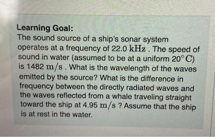 Solved Part B Consider the waves emitted from the sonar | Chegg.com