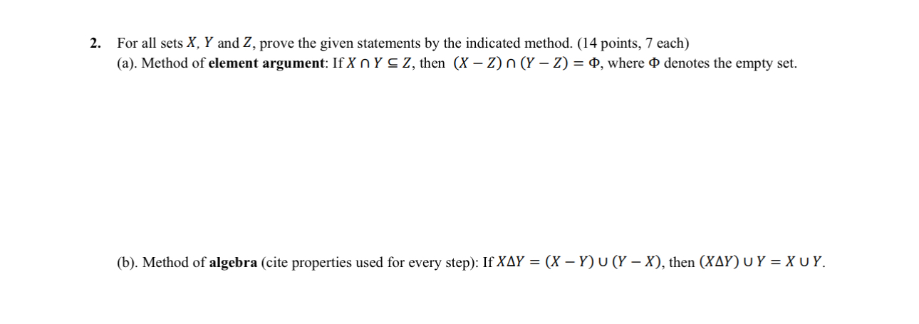 Solved For all sets x,Y ﻿and Z, ﻿prove the given statements | Chegg.com
